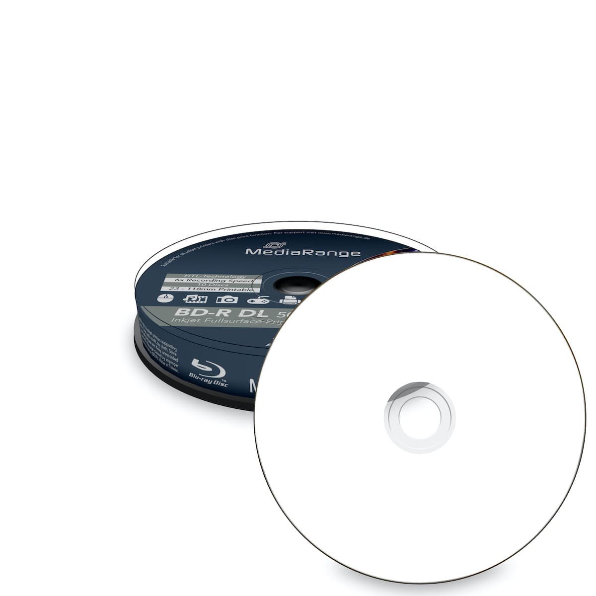 MediaRange Blu-Ray BD-R Dual Layer 50 GB imprimable - 6x - 10 pièces en ...