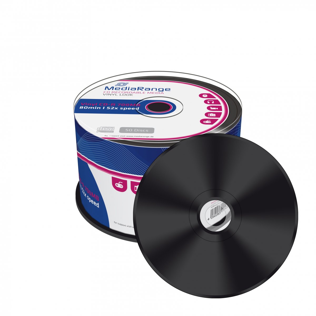 MediaRange Vinyl Black Dye CD-R 700 MB 52x imprimée 50