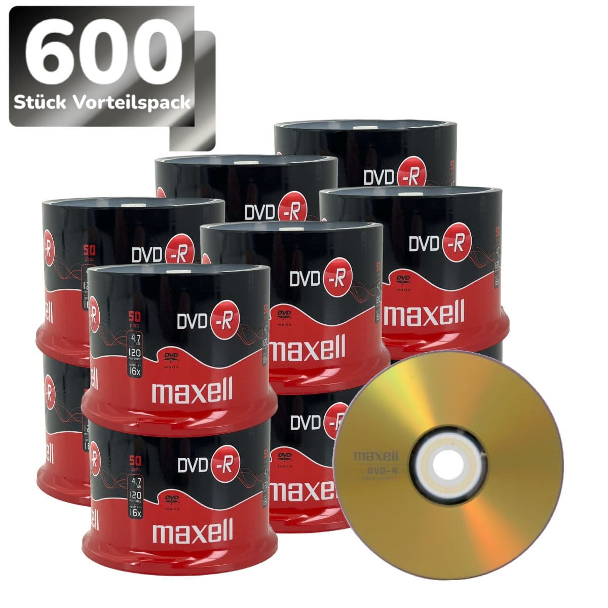Maxell DVD-R 4,7 Go étiqueté - 16x | 600 pièces dans un