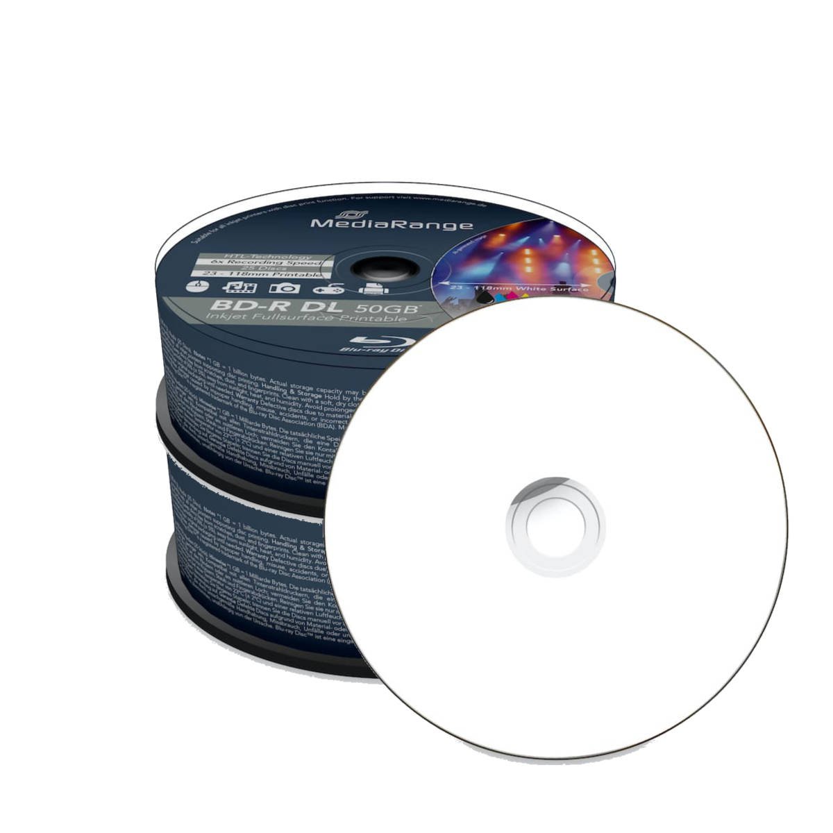 MediaRange Blu-Ray BD-R Dual Layer 50 GB imprimable - 6x - 50 pièces en ...
