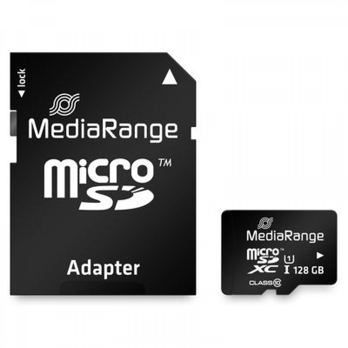 MediaRange MicroSDXC Speicherkarte UHS-1 - Klasse 10, mit Adapter 128GB -->