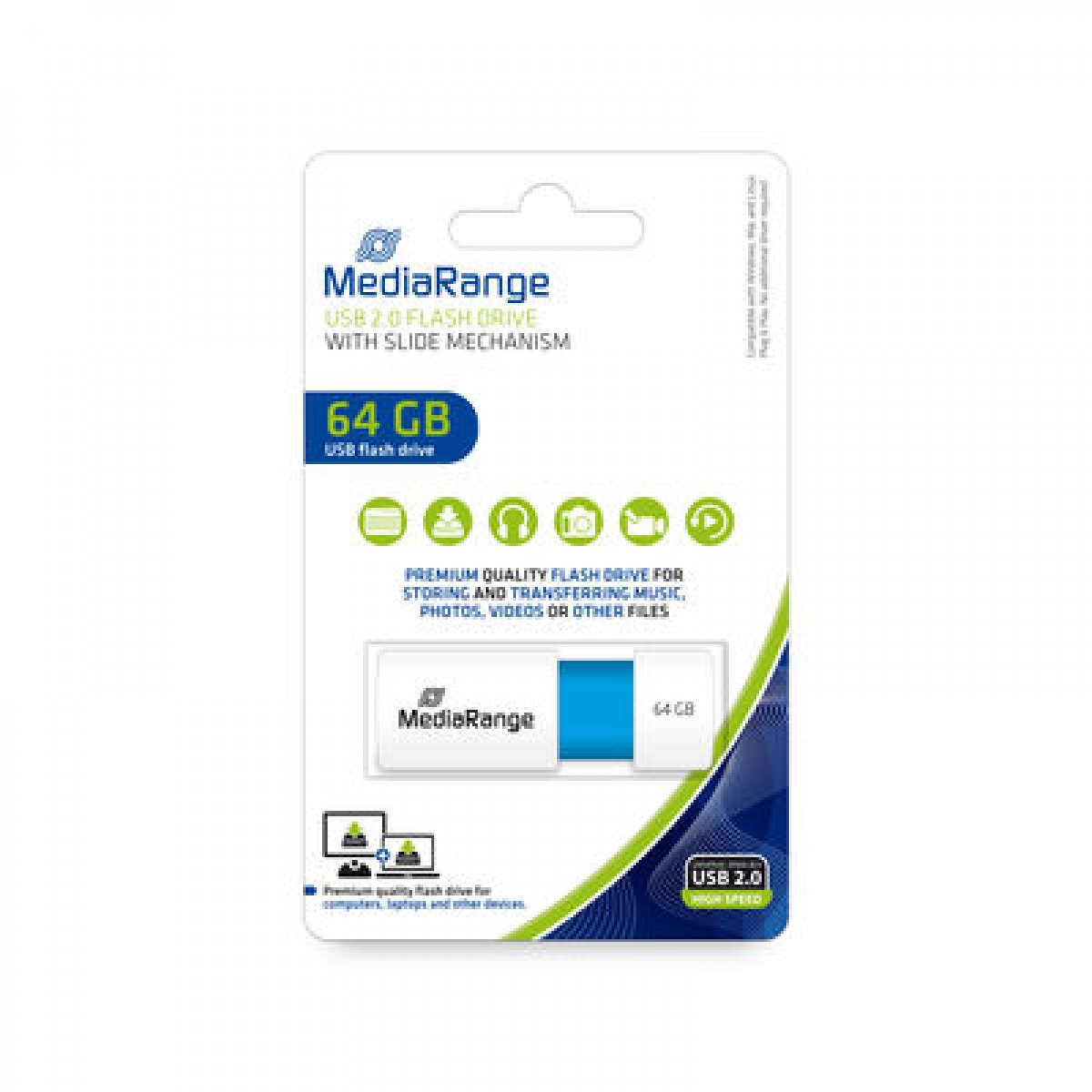 MediaRange USB Speicherstick, Color Edition, hellblau, 64GB -->