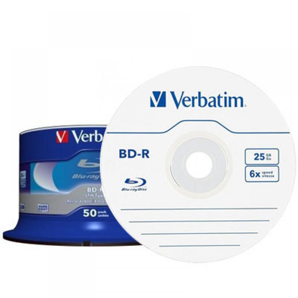 Verbatim Blu-Ray BD-R 25 GB imprimée - 6x - 50 pièces en Cakebox -->