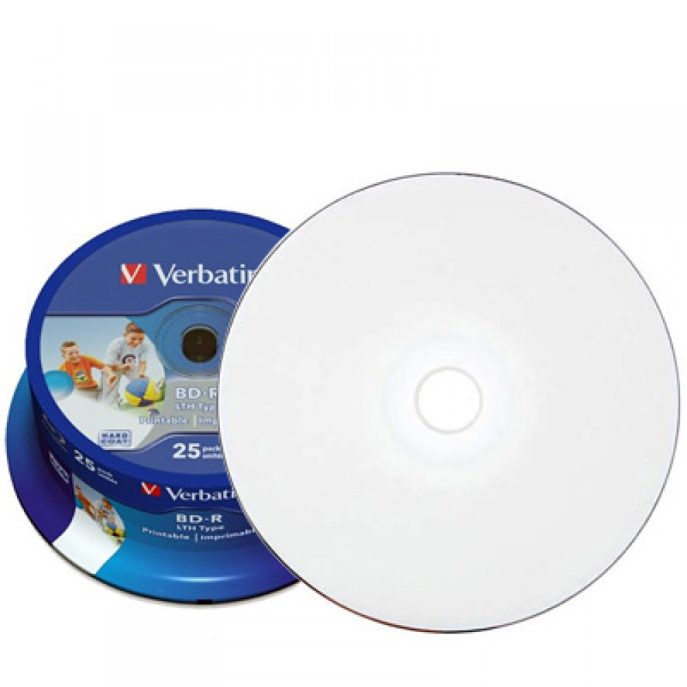 Verbatim Blu-Ray Datalife BD-R 25 GB entièrement imprimable - 6x - 25 pièces en Cakebox -->