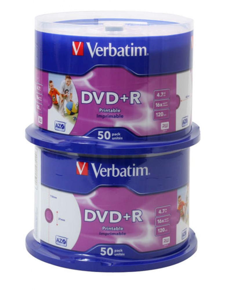 Verbatim DVD+R 4.7 GB 16x imprimable 100 pièces